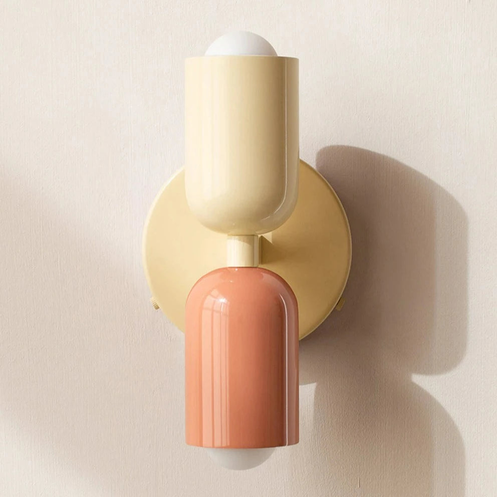 Colorful Minimalist Two-Bulb Wall Sconce – Focal Decor