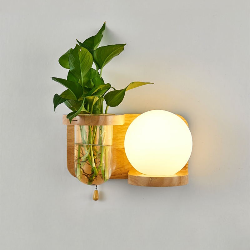 Modern Wooden Planter Wall Lamp – Focal Decor